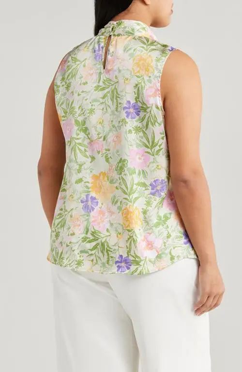 TAHARI ASL Floral Bow Neck Sleeveless Top - Floral Multi