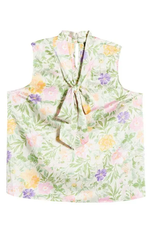 TAHARI ASL Floral Bow Neck Sleeveless Top - Floral Multi