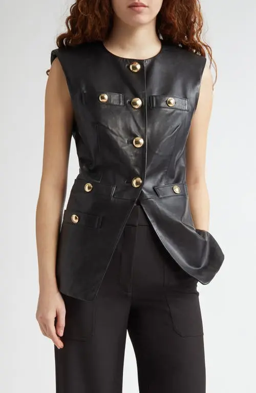 Veronica Beard Tamara Leather Vest - Black