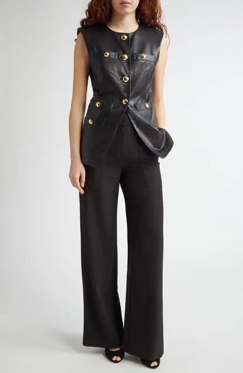 Veronica Beard Tamara Leather Vest - Black