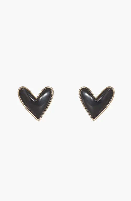 NICKEL & SUEDE Sweetheart Stone Stud Earrings - Black/gold