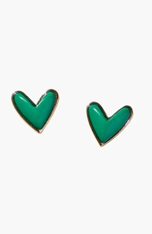 NICKEL & SUEDE Sweetheart Stud Earrings - Green