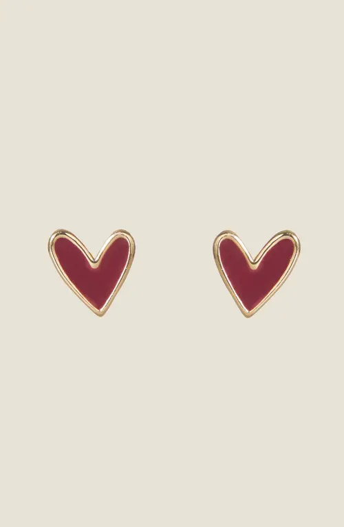 NICKEL & SUEDE Sweetheart Stud Earrings - Maroon