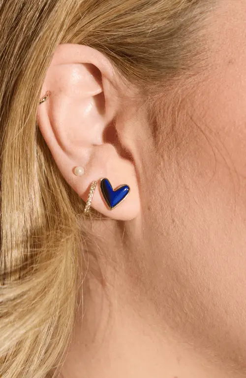 NICKEL & SUEDE Sweetheart Stone Stud Earrings - Navy