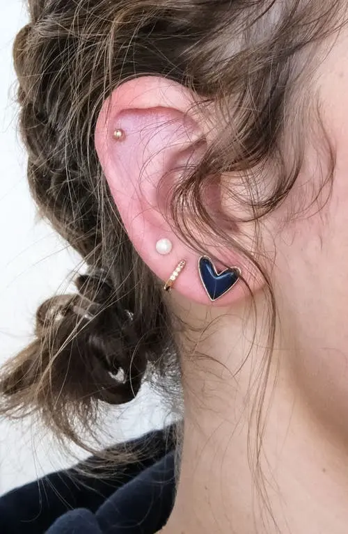 NICKEL & SUEDE Sweetheart Stud Earrings - Navy