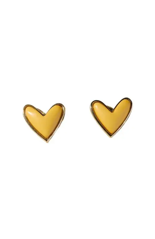 NICKEL & SUEDE Sweetheart Stud Earrings - Yellow Stone