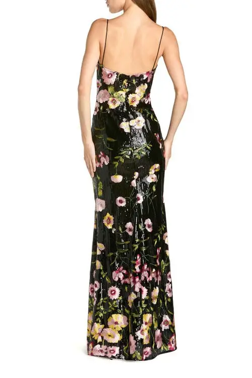 Mac Duggal Sleeveless Bustier Gown - Black Multi