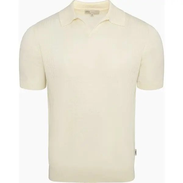 Onia Linen Johnny Collar Polo Sweater - Egret