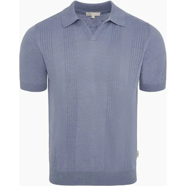 Onia Linen Johnny Collar Polo Sweater - Soft Blue