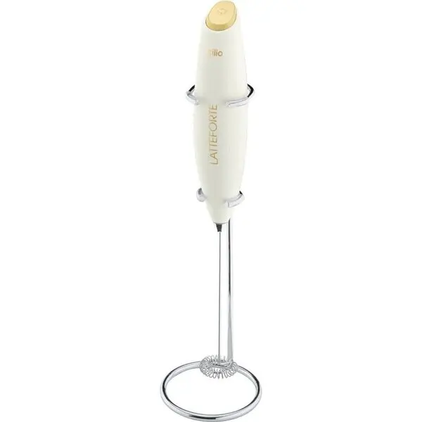 CILIO Latteforte Battery Powered Milk Frother With Stainless Steel Stand - White