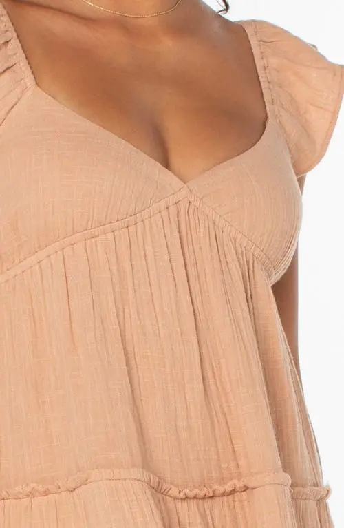 Roxy Palmy Days Tiered Cotton Midi Dress - Praline