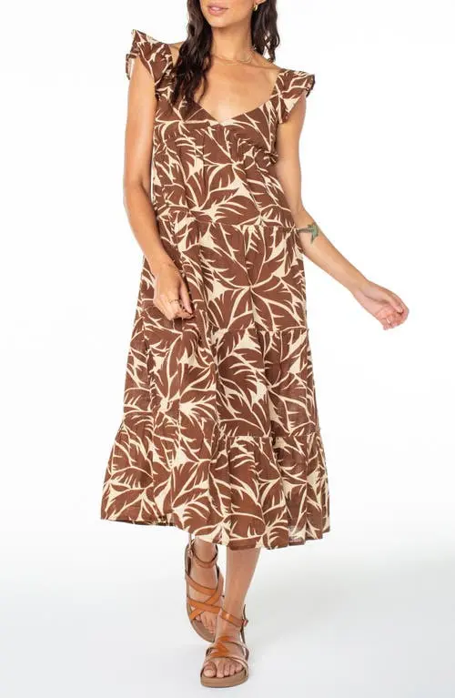 Roxy Palmy Days Tiered Cotton Midi Dress