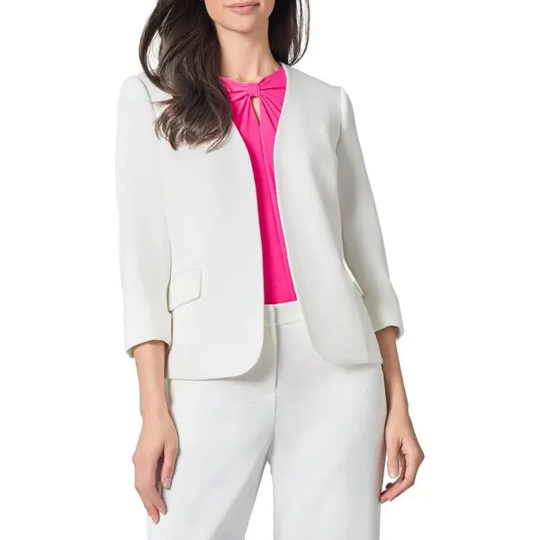 KASPER Rolled Cuff Stretch Crepe Blazer