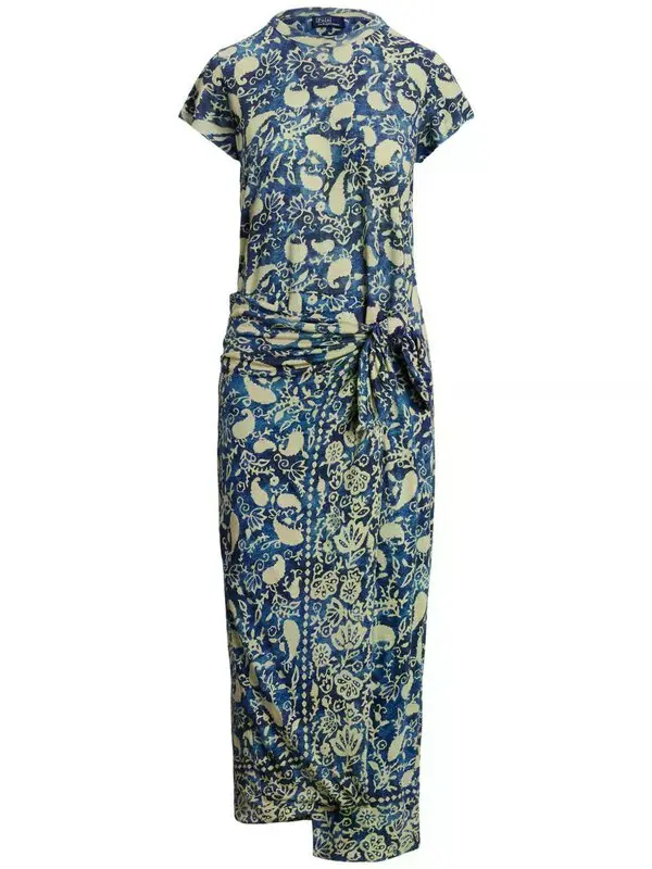 Polo Ralph Lauren Knot-detailed Printed Dress