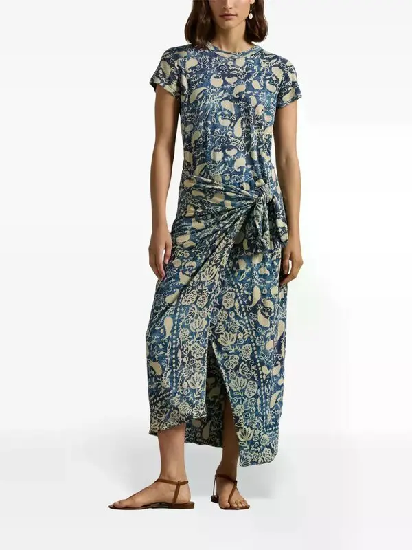 Polo Ralph Lauren Knot-detailed Printed Dress