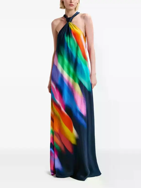 essentiel antwerp blue maxi dress Essentiel Antwerp Dieval Long Printed Dress in Voltage Blue
