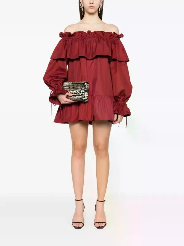 Saint Laurent Ruffled Mini Dress - Red