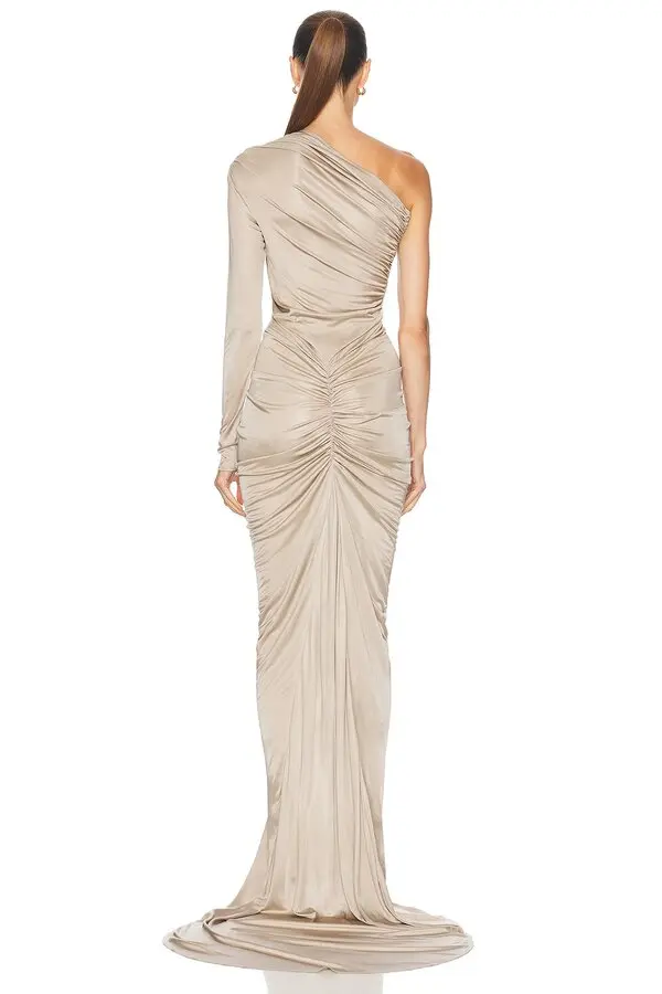 Atlein One Sleeve Ruched Gown - Poussiere