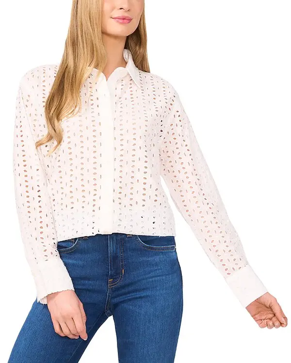 CECE DUPRAZ Eyelet Button Down Blouse - New Ivory