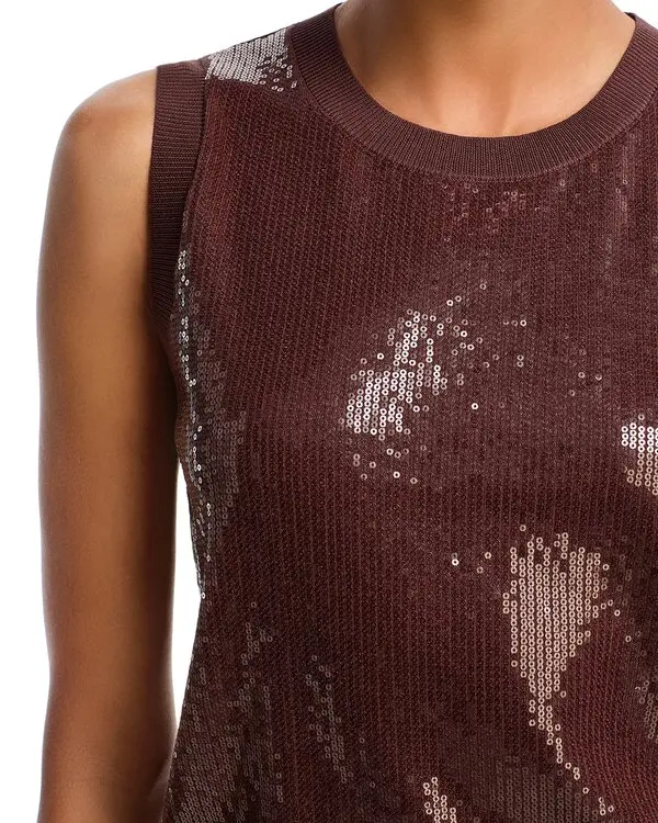 Aqua Sequin Tank Top - Dark Brown