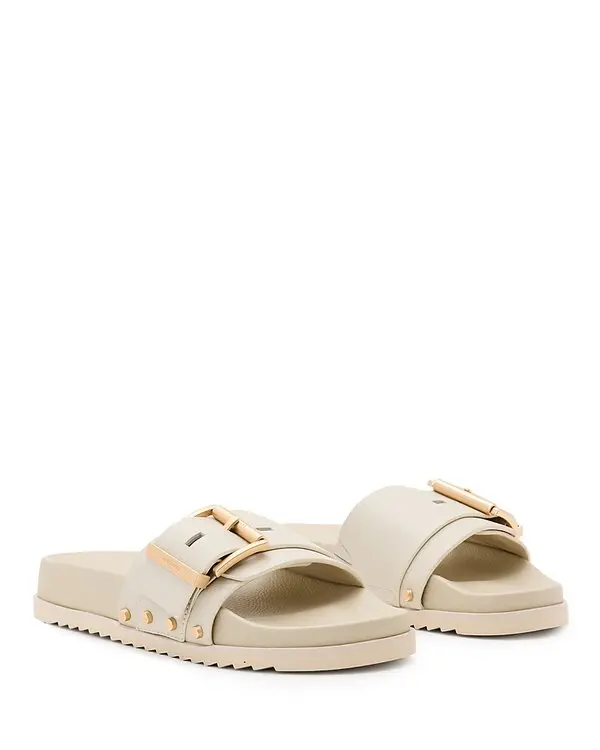 ALLSAINTS Ellie Studded Slide Sandals - Chalk White