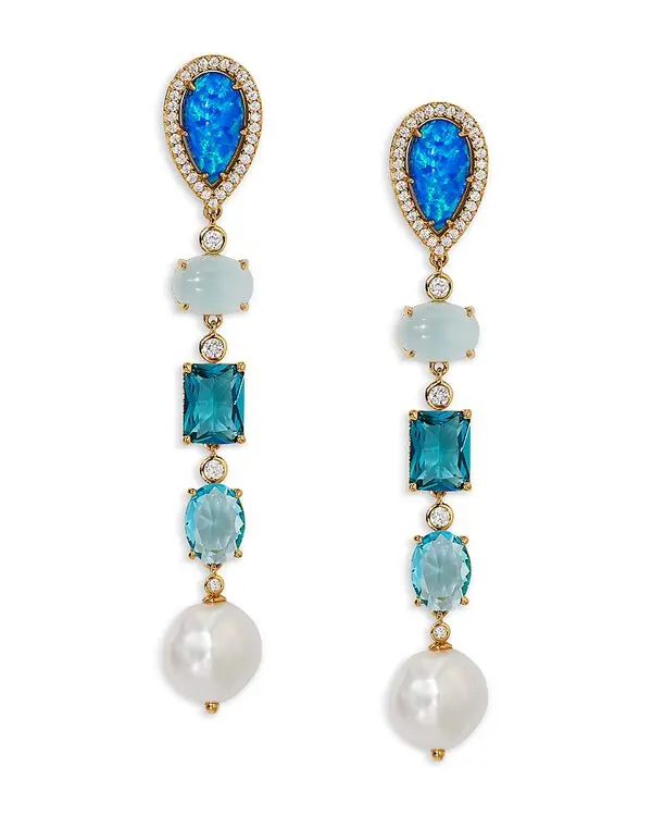 Nadri Stone Drop Earrings - Blue