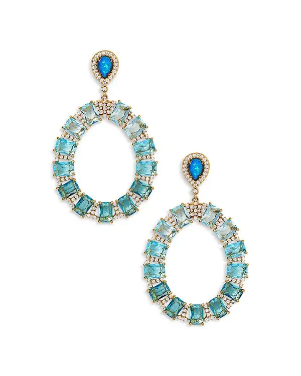 Nadri Stone Circle Drop Earrings - Blue
