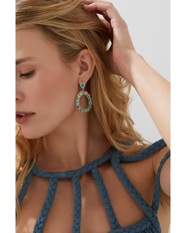 Nadri Stone Circle Drop Earrings