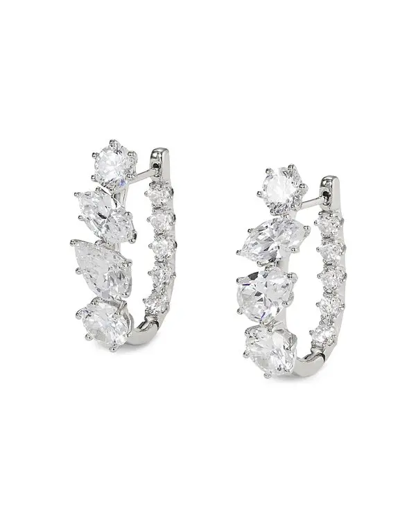 Nadri Btrx Cubic Zirconia Oval Hoop Earrings - Silver
