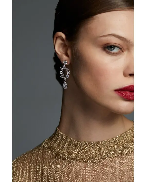 Nadri Btrx Mixed Cubic Zirconia Chandelier Earrings - Silver