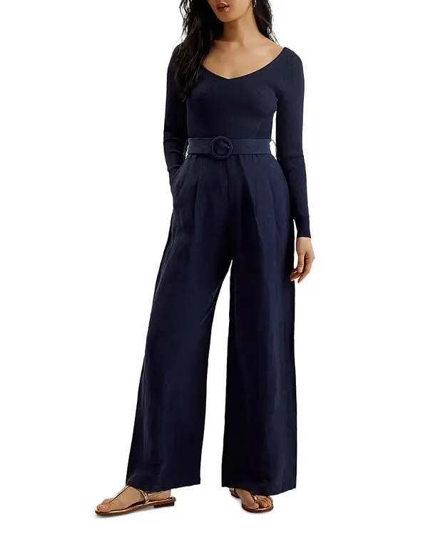 Ted Baker London Agatea Wide Leg Jumpsuit - Navy