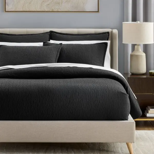 HUDSON PARK COLLECTION Textured Italian Matelasse Coverlet, Full/queen Exclusive - Black