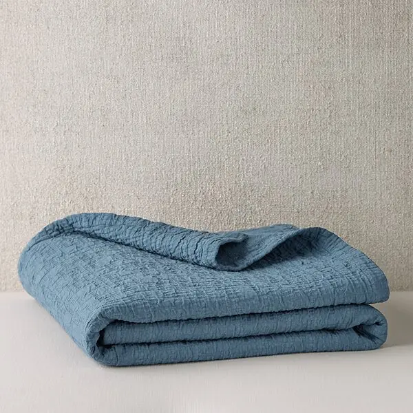 HUDSON PARK COLLECTION Textured Italian Matelasse Coverlet, Full/queen Exclusive - Indigo