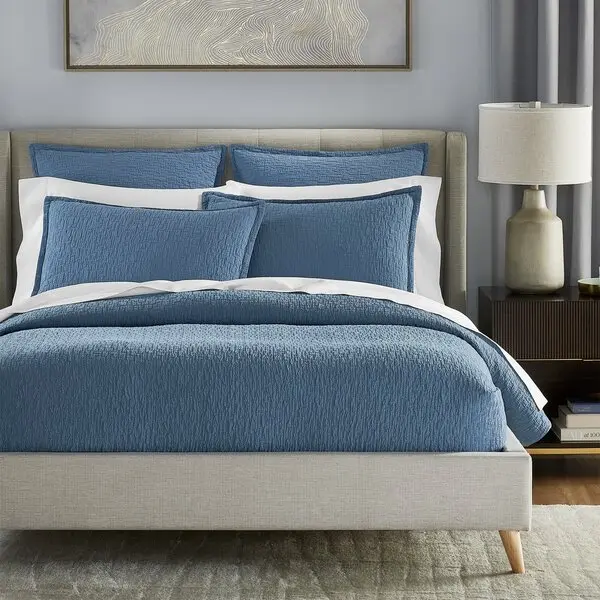 HUDSON PARK COLLECTION Textured Italian Matelasse Euro Sham Set Exclusive - Indigo