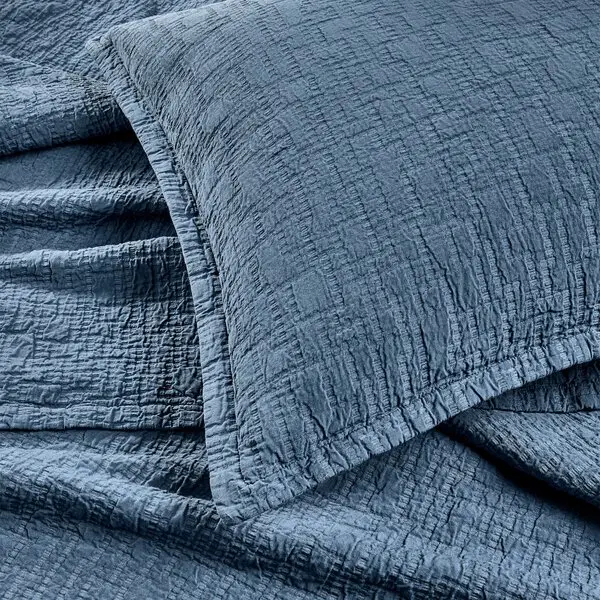 HUDSON PARK COLLECTION Textured Italian Matelasse Euro Sham Set Exclusive - Indigo