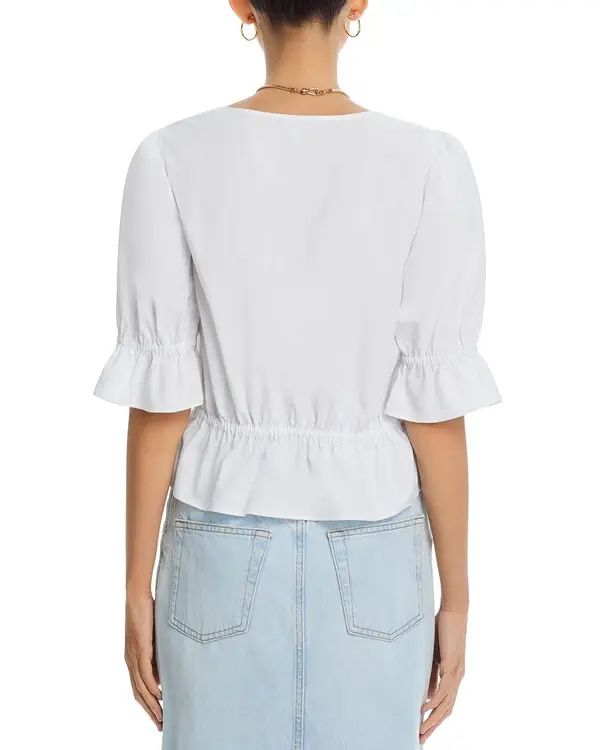 SINGLE THREAD Stretch Poplin Elbow Sleeve Top