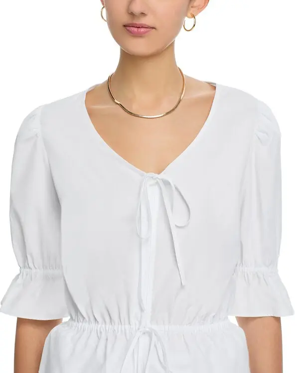 SINGLE THREAD Stretch Poplin Elbow Sleeve Top