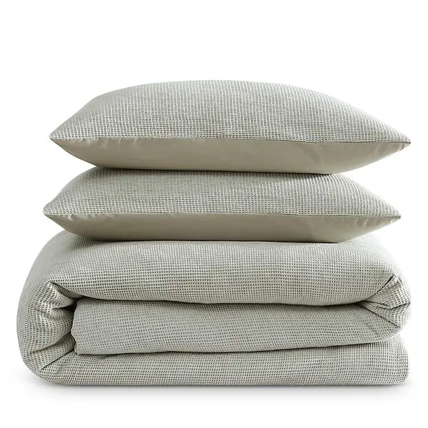 Calvin Klein Microwaffle Melange 3 Piece Comforter Set, King - Pale Green