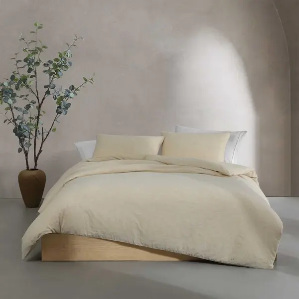Calvin Klein Branching Leaves 3 Piece Comforter Set, King - Cream