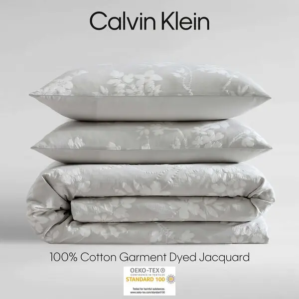 Calvin Klein Spring Branches Cotton Jacquard 3 Piece Comforter Set, Queen