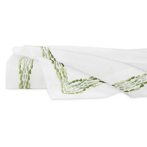 SFERRA X Scalamandre Cobblestones Flat Sheet, Full Queen - White/green