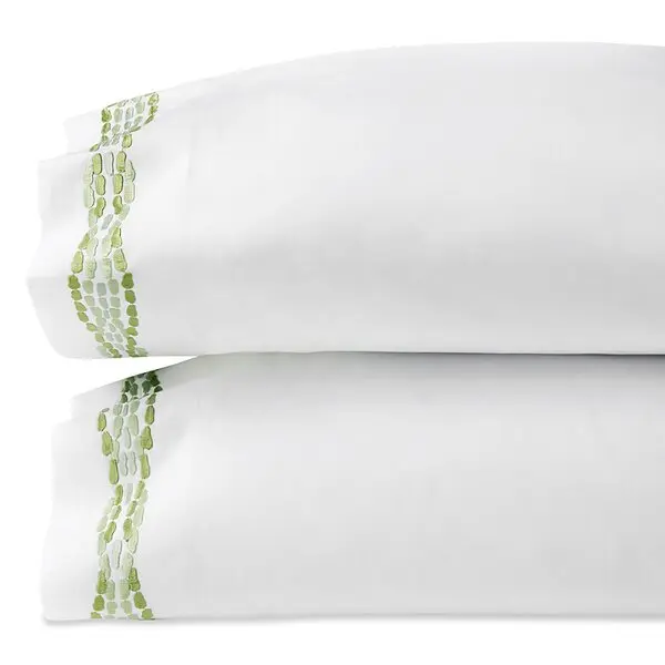 SFERRA X Scalamandre Cobblestones King Pillowcase, Pair - White/green