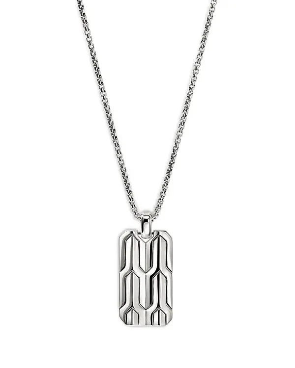 John Hardy Sterling Icon Dog Tag Pendant Necklace - Silver
