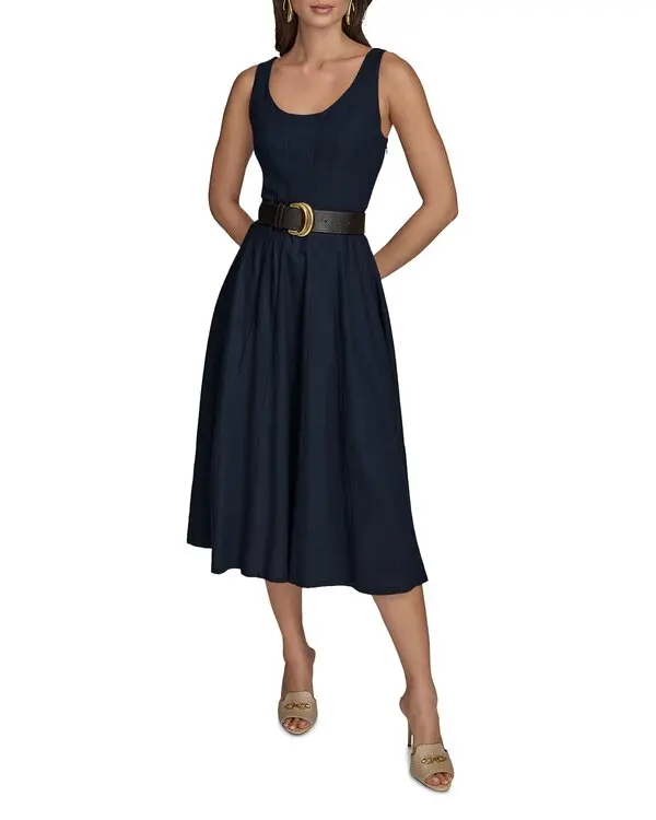 chinese dress ladies Belted Floral A Line Midi Dress