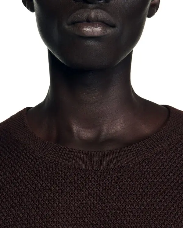 Sandro Textured Crewneck Pullover - Chocolate