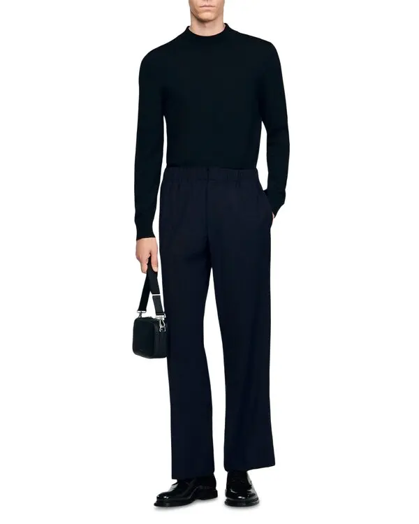 Sandro Wide Leg Trousers - Navy Blue