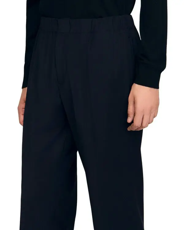 Sandro Wide Leg Trousers - Navy Blue