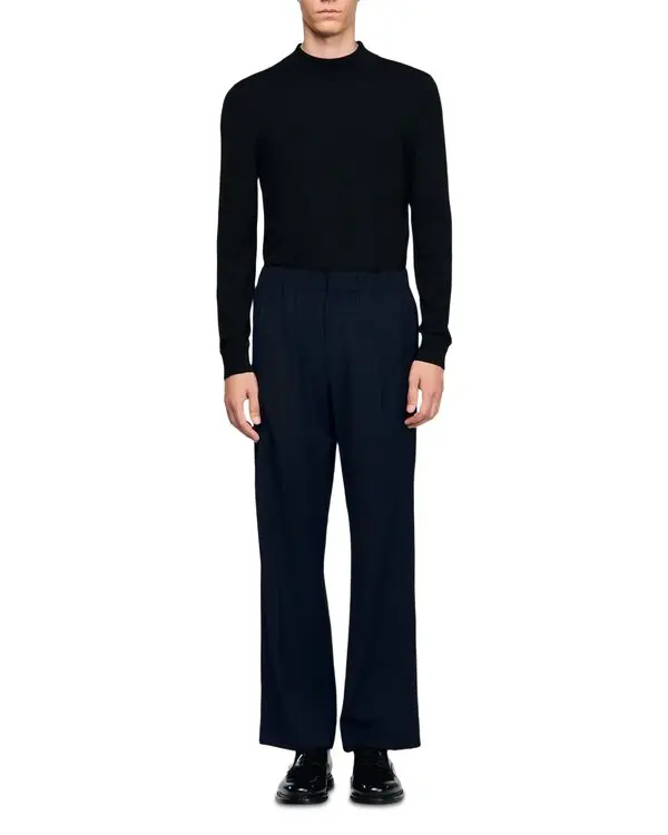 Sandro Wide Leg Trousers - Navy Blue