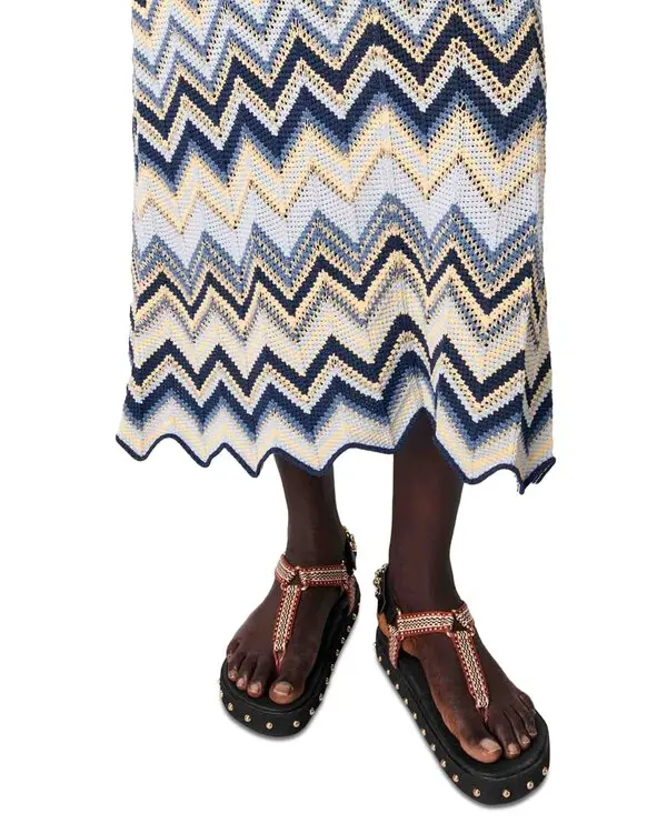 Maje Crochet Knit Maxi Dress In Blue - 52% Off | Editorialist