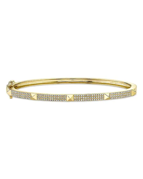 SHY CREATION 14k Kate Diamond Pyramid Bangle Bracelet - Gold